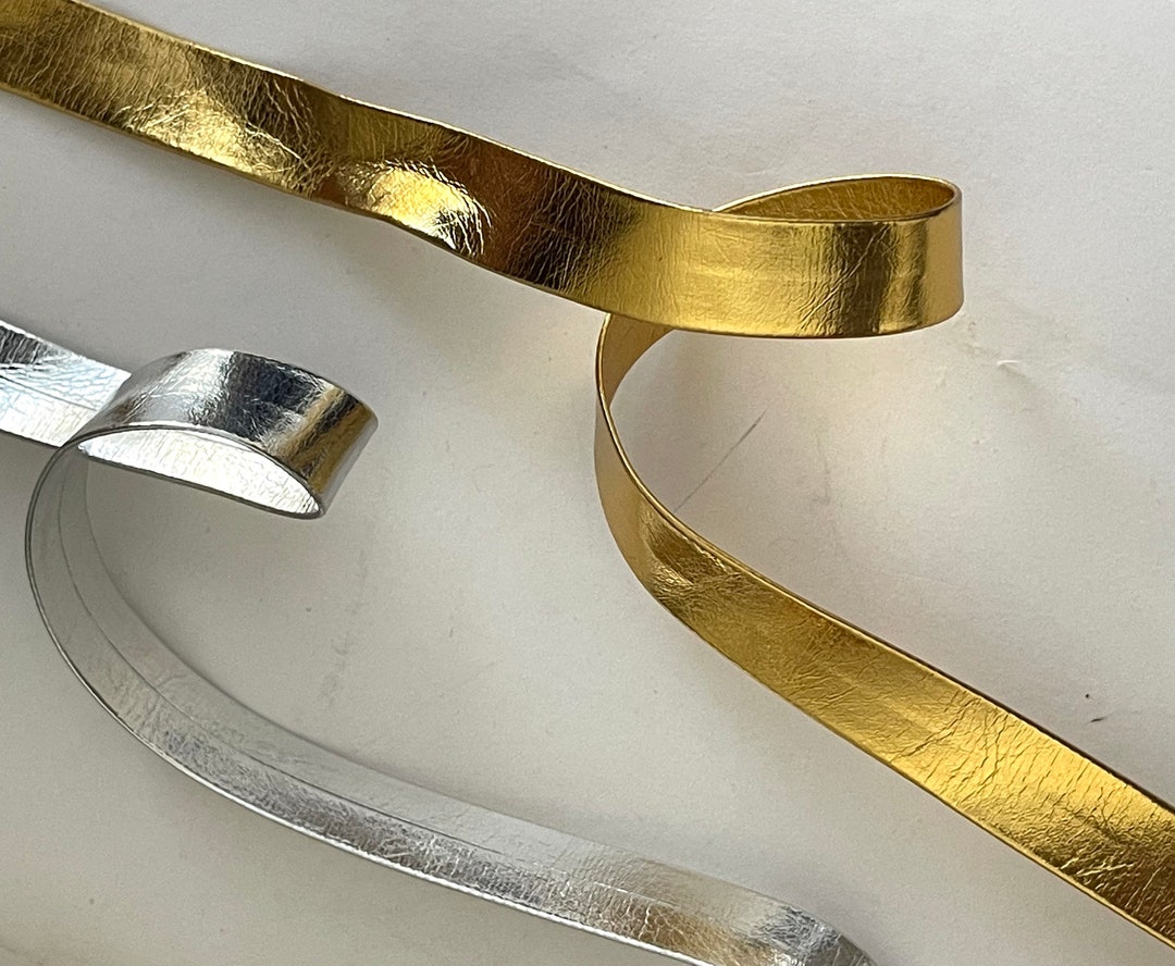 Pleather Tape Metallic Silver Metallic Gold Foldover Pleather - Etsy