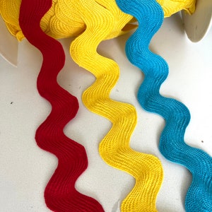 1" Vintage Jumbo Size Poly Ric Rac Flat Zig Zag Bright Reversible Zig ...