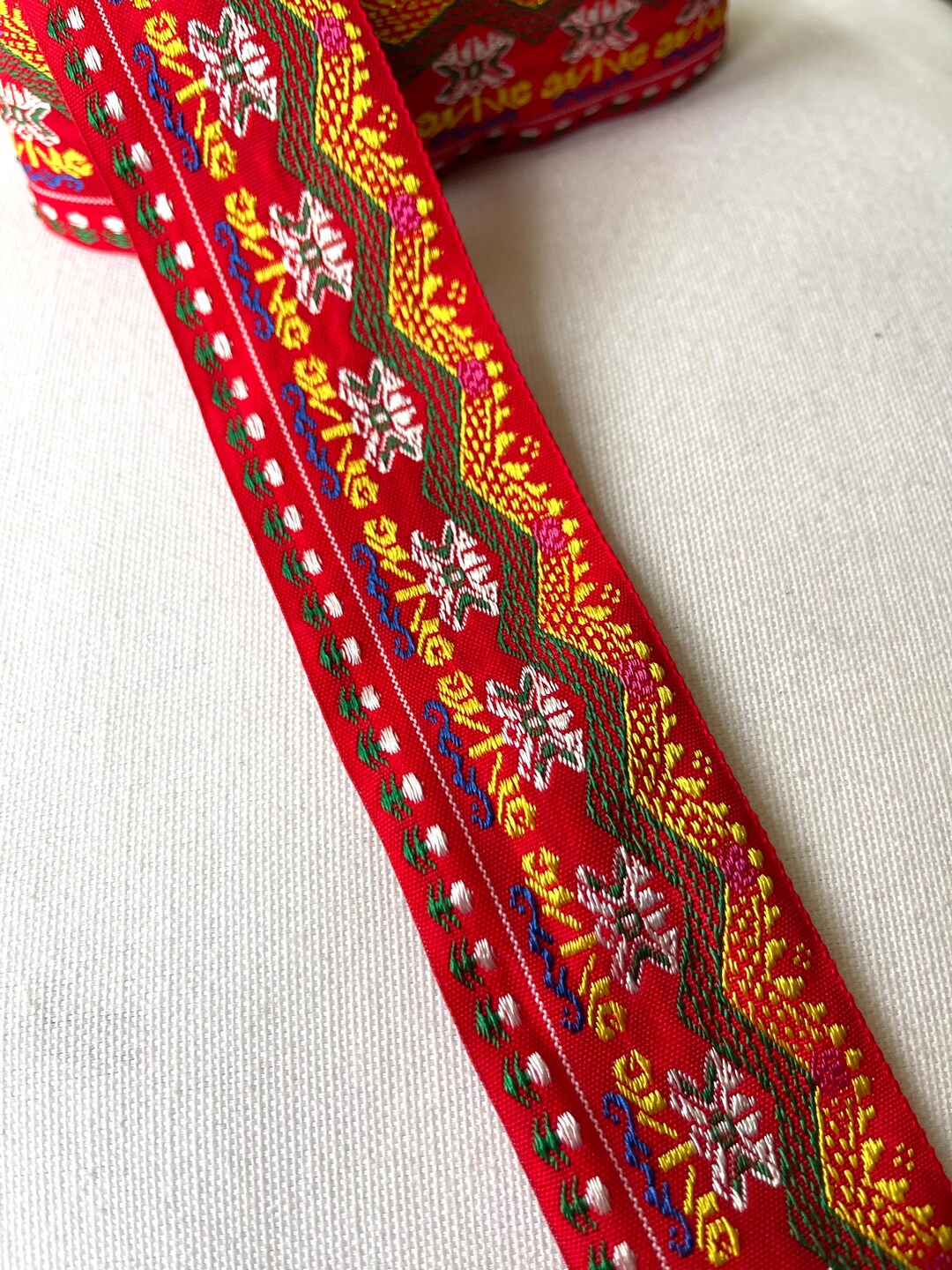 1 3/4" Vintage Embroidered Far East Pattern, Floral, Gemoetric, Ancient ...