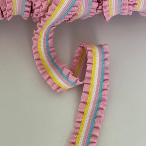1" Vintage Ruffled Double Edge Soft Stretch Striped Elastic Rib ...