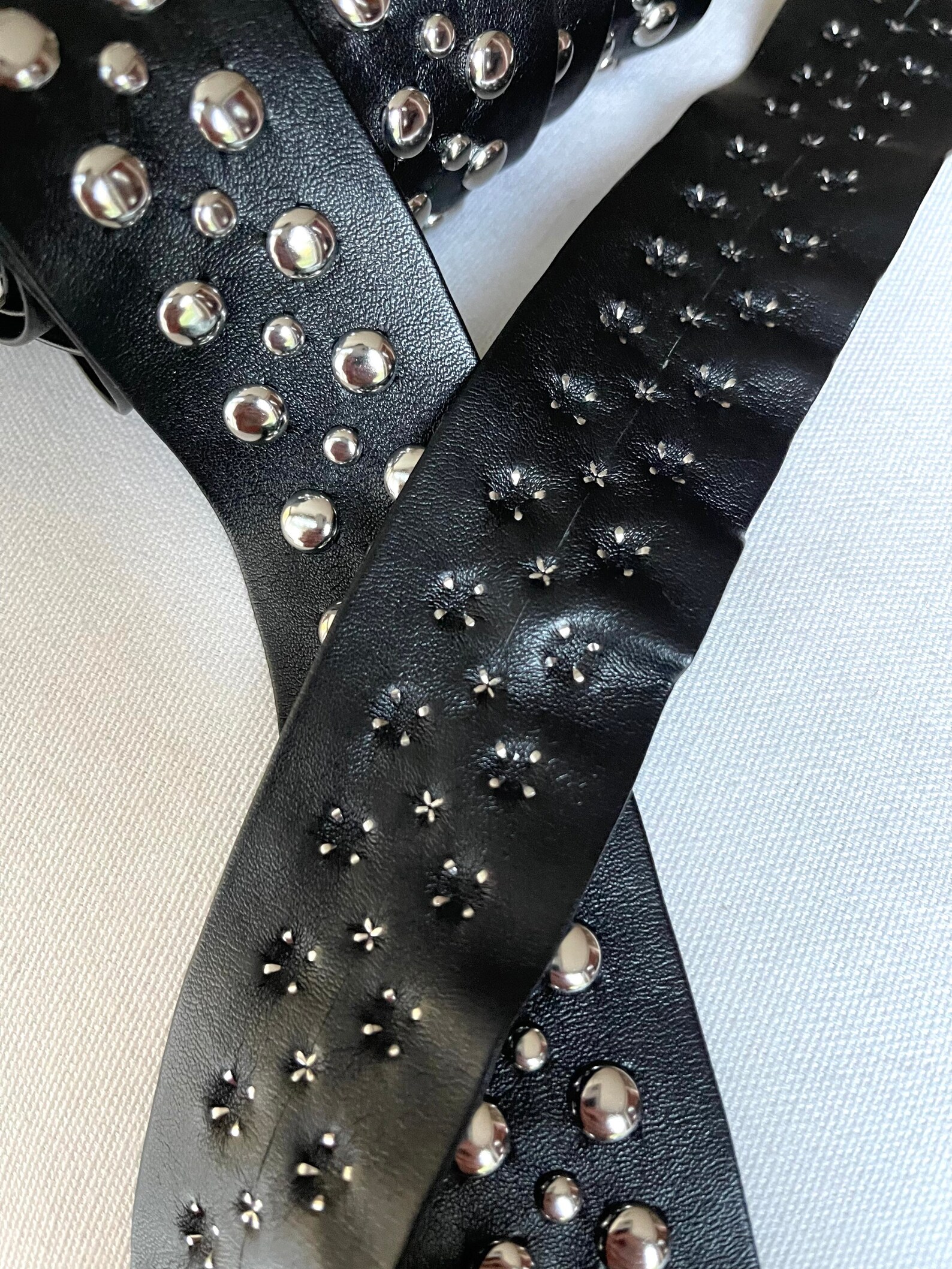 1 1/2" Studded Silver Round Flat Suds, Pleather Tape, 3 Row Silver ...
