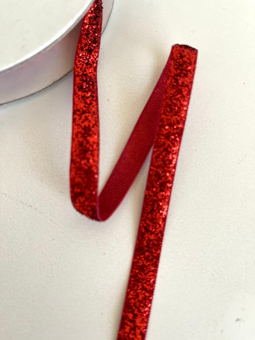 2 Yards Metallic Velvet Glimmer Red Taffeta Ribbon, Plush Velvet Ribbon ...