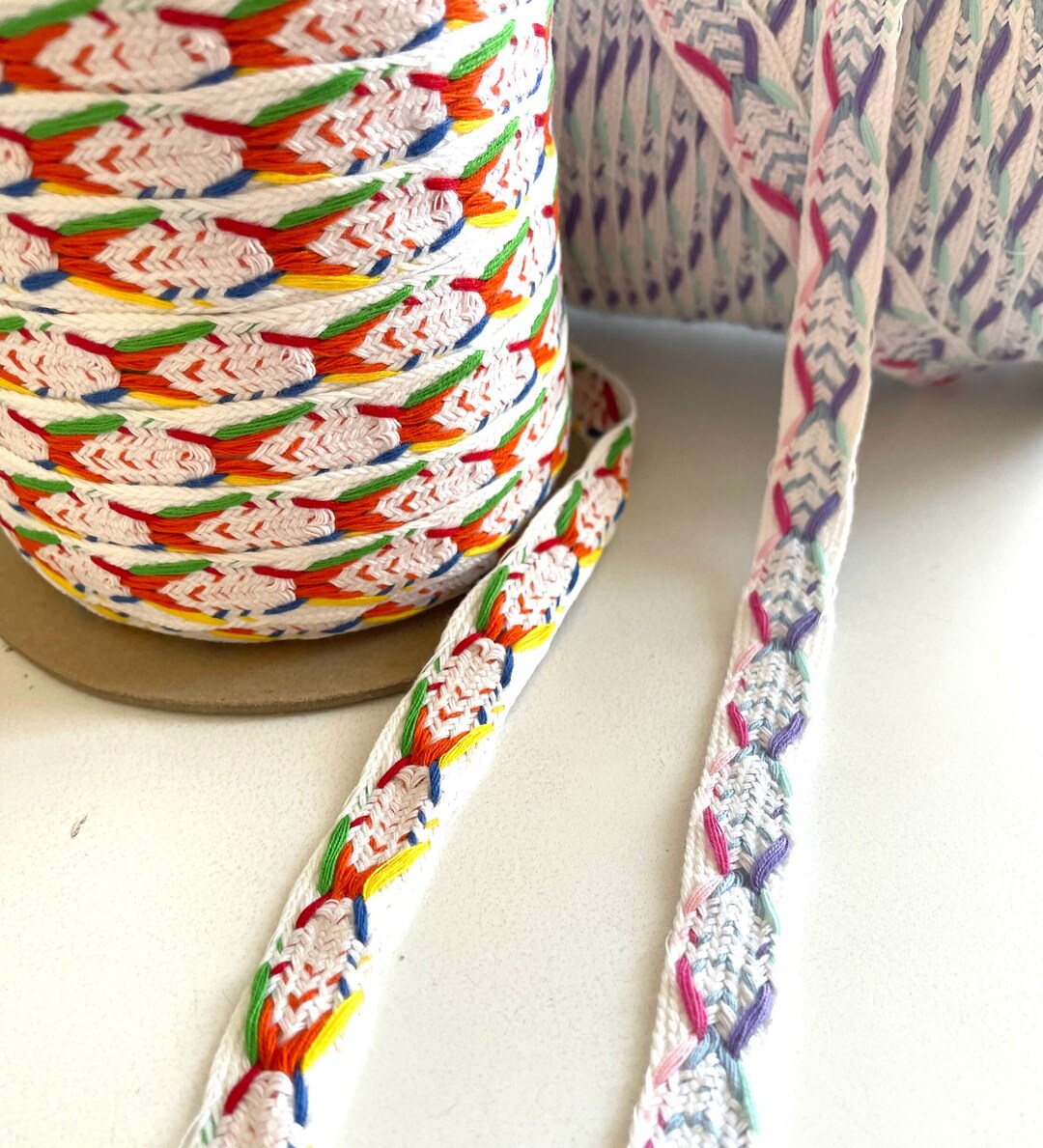 Vintage Cotton Tape Webbing Ethnic Multi Color Stich Twill Tape ...