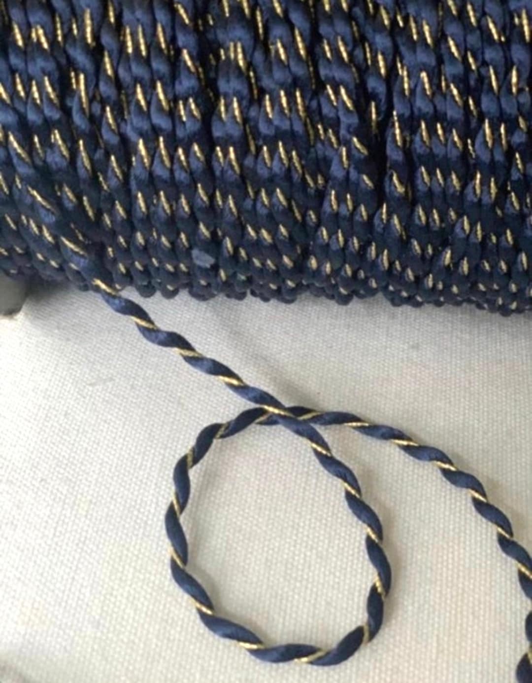 2 YARDS Vintage Satin Rattail Rope Metallic Twist Rattail, Metallic ...