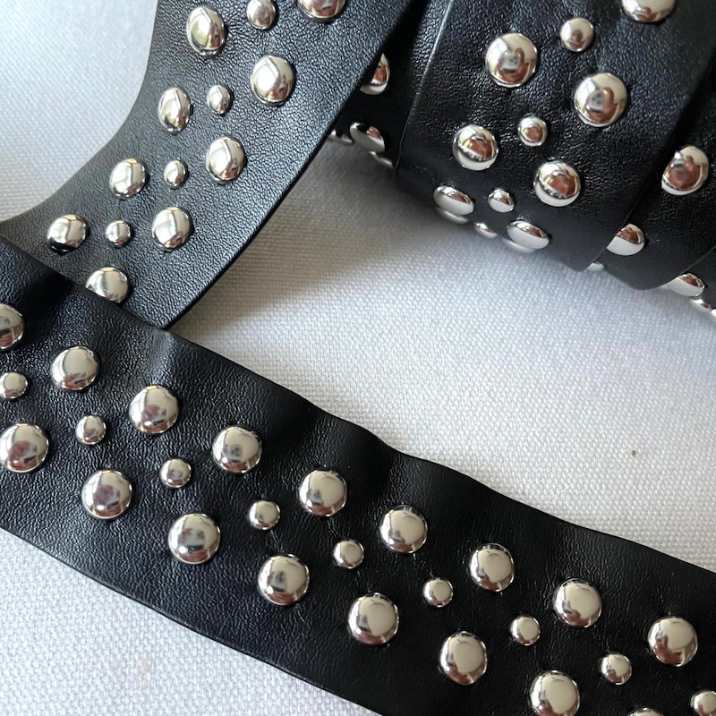 Black Studded Leather Trim - Etsy