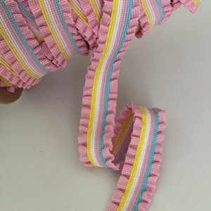 1" Vintage Ruffled Double Edge Soft Stretch Striped Elastic Rib ...
