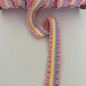 1" Vintage Ruffled Double Edge Soft Stretch Striped Elastic Rib ...