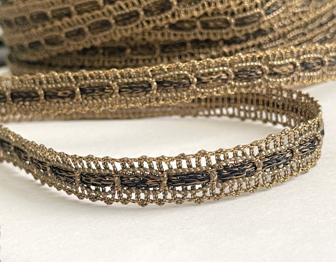 Victorian Antique Matte Gold Metallic Filigree Lace With Metallic Coco ...