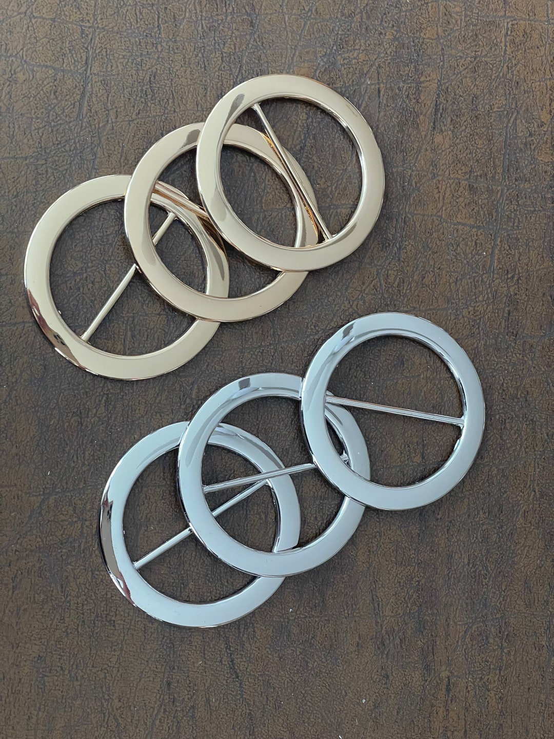 Round Gold, Silver Slider,insert, Silver Gold Buckle Ribbon Scarf Slide ...