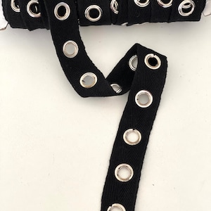 Black Cotton Grommet Silver Grommet Tape, Webbing, Grommet Chain Trim ...