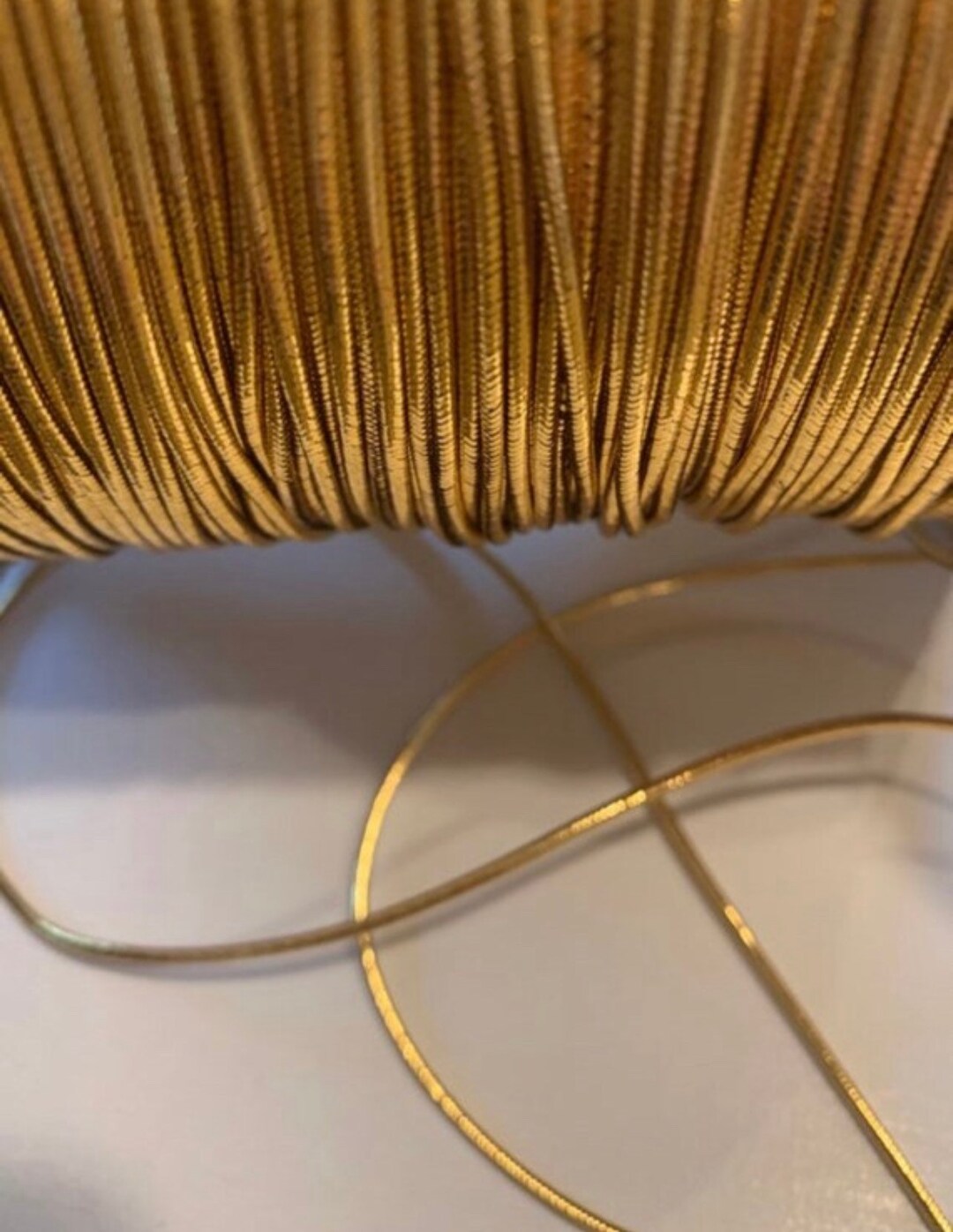 5 YARDS Elastic Metallic Gold Stretch Cording, Ribbon Trim, Bridal ...