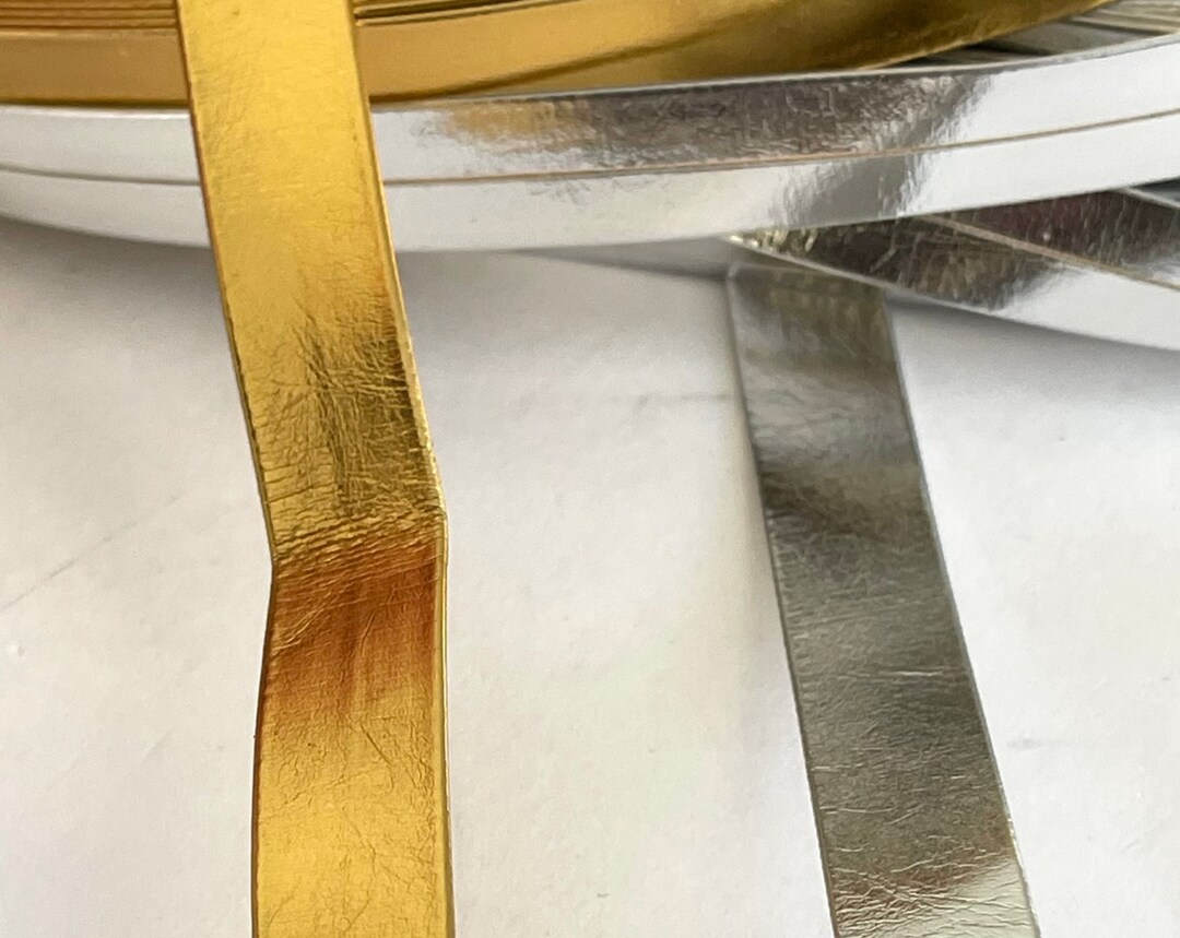 Pleather Tape Metallic Silver, Metallic Gold Foldover Pleather Strap ...