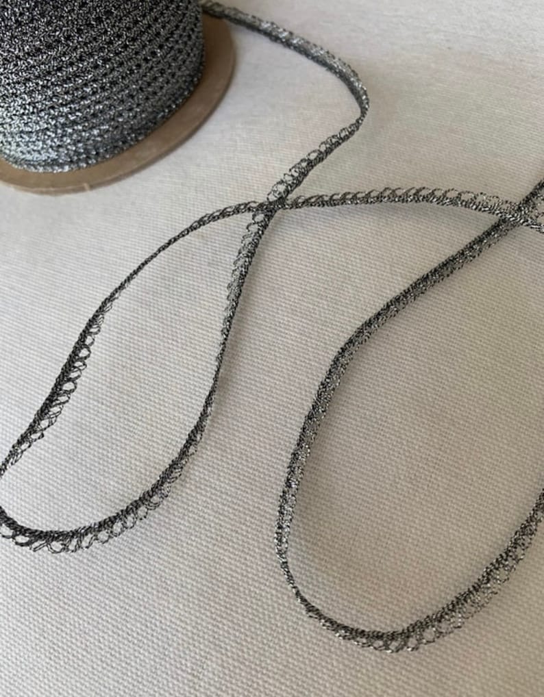 5 Yards - Antique Silver Loops of Metallic Vintage Lace, Filigree Light ...