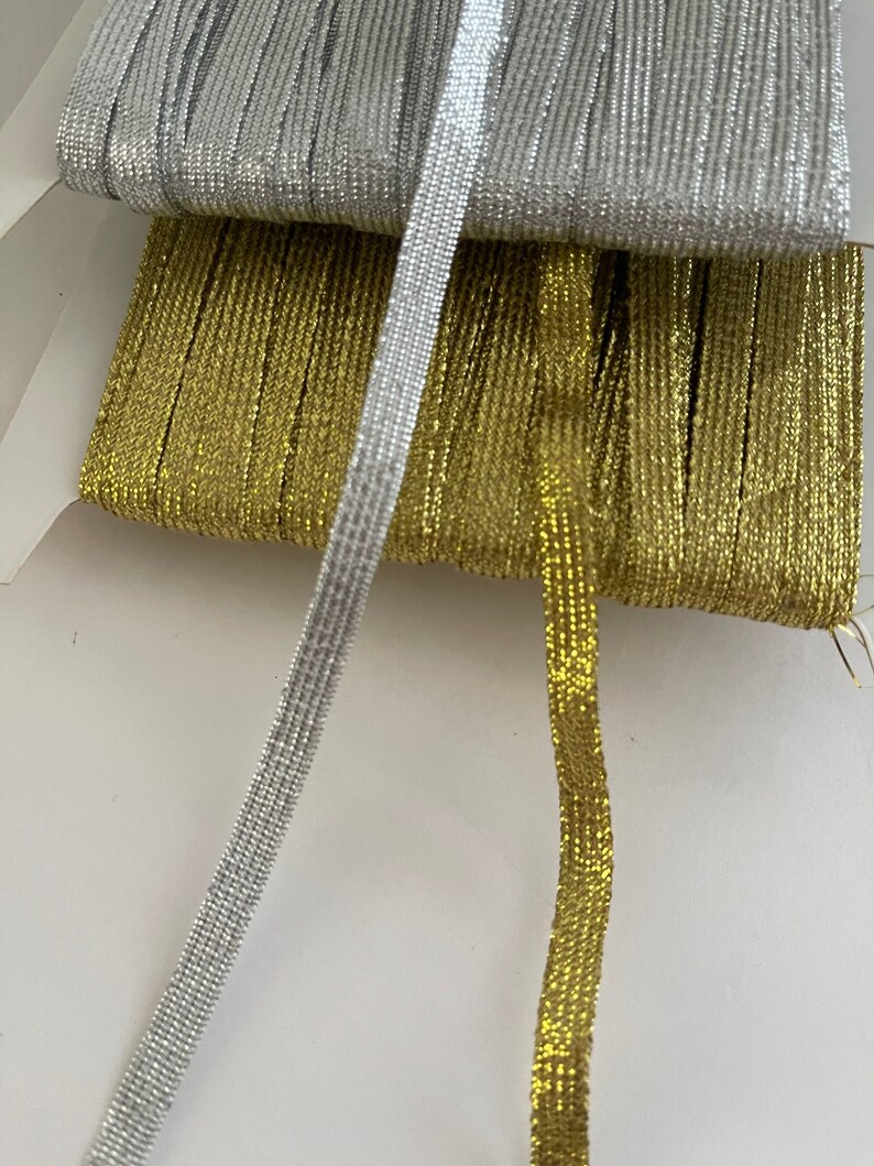 2 YARDS Middy Braid Metallic Gold / Silver Flat Braid, Gold Tape ...