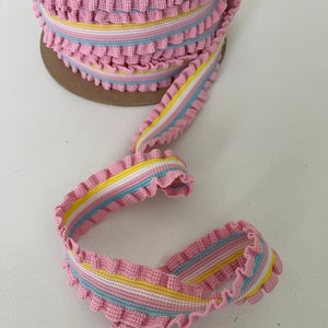 1" Vintage Ruffled Double Edge Soft Stretch Striped Elastic Rib ...