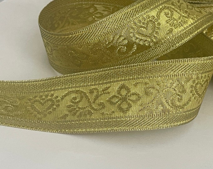 Gold Vintage Metallic Floral Gold Woven Jacquard, Ribbon, Gold Holiday ...