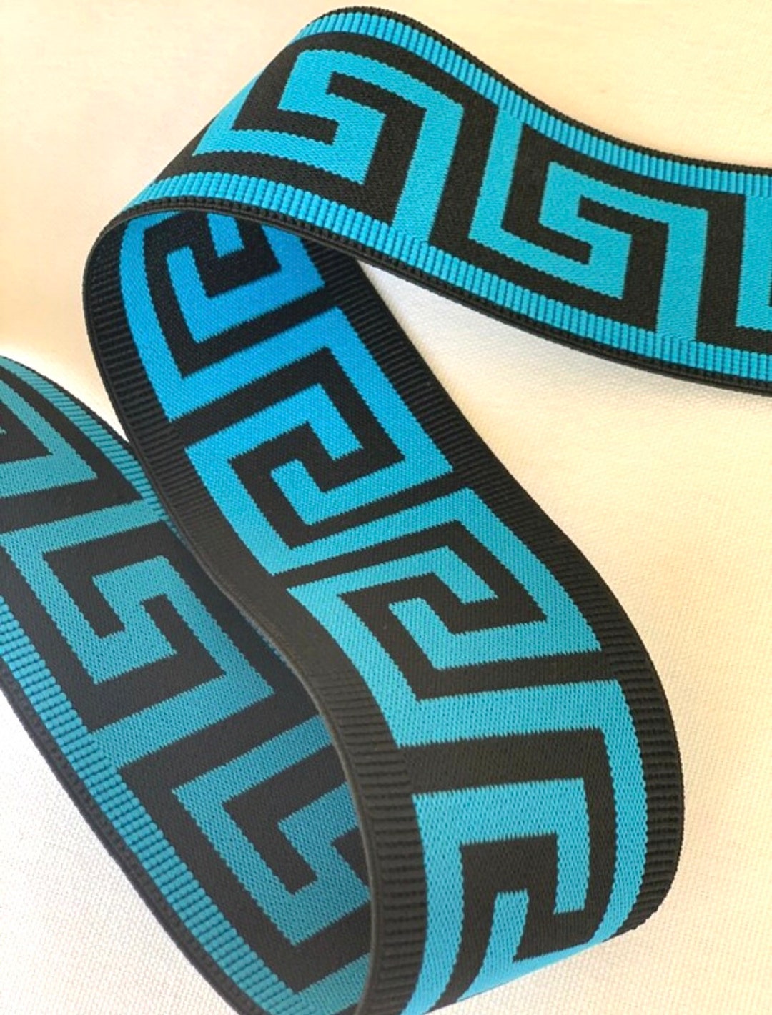 2 1/4" Stretch Ethnic Greek Key Reversible Knit Elastic Geometric ...