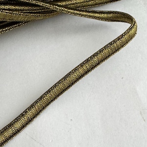 1/4" VINTAGE Metallic Rope Soutache Antique Antique Gold Black Soft ...