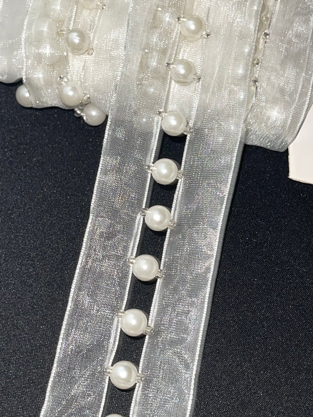 Pearl Trim, Organza Pearl Center Ribbon Elegant Sashes Beaded Trim ...