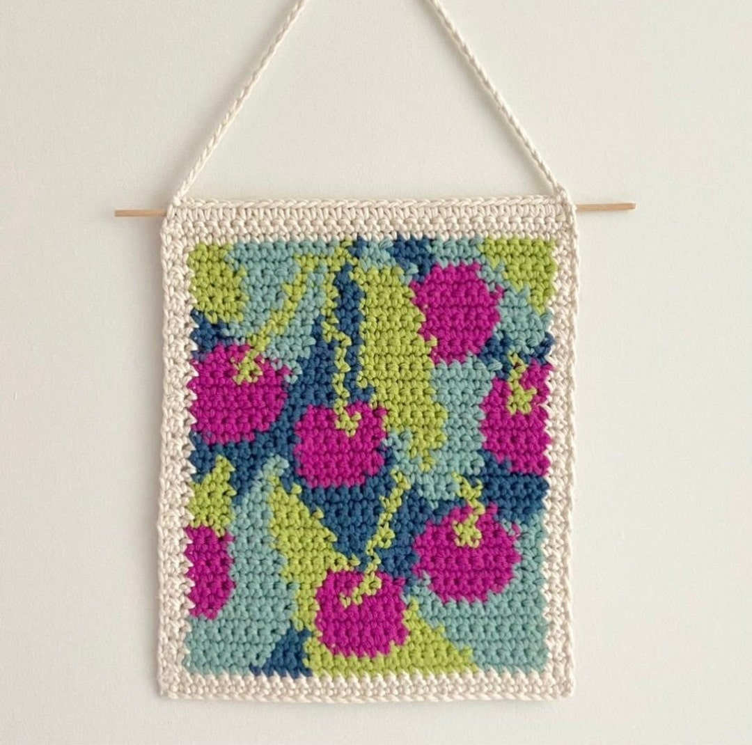 The Cherry Cute Crochet Tapestry PATTERN Pdf, Wall Hanging, Diy Room ...