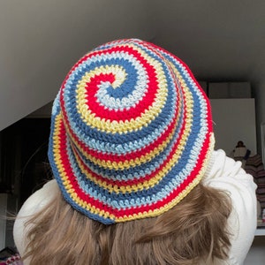 Spiral Swirl 70's Psychedelic Crochet Bucket Hat PATTERN Pdf, 3 in 1 ...
