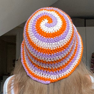 Spiral Swirl 70's Psychedelic Crochet Bucket Hat PATTERN Pdf, 3 in 1 ...