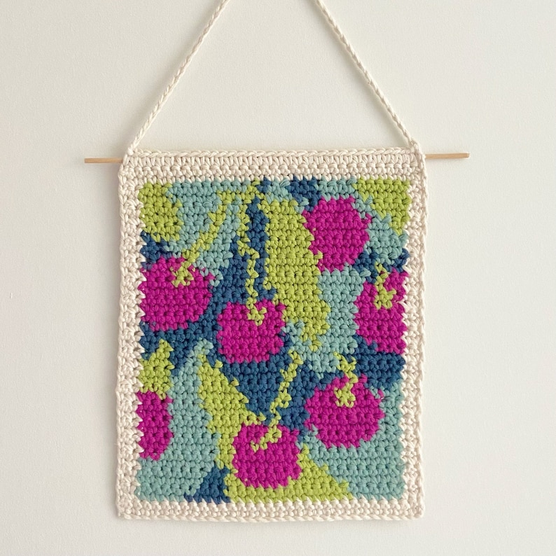 The Cherry Cute Crochet Tapestry PATTERN Pdf Wall Hanging - Etsy