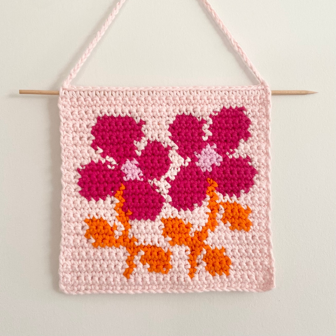 Dancing Flowers Crochet Tapestry PATTERN Pdf, Wall Hanging, Diy Room ...