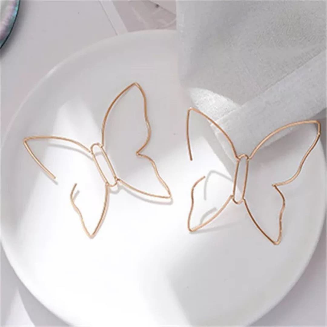 Large Butterfly Earrings, Gold Butterfly Hoops, Dainty Butterfly ...