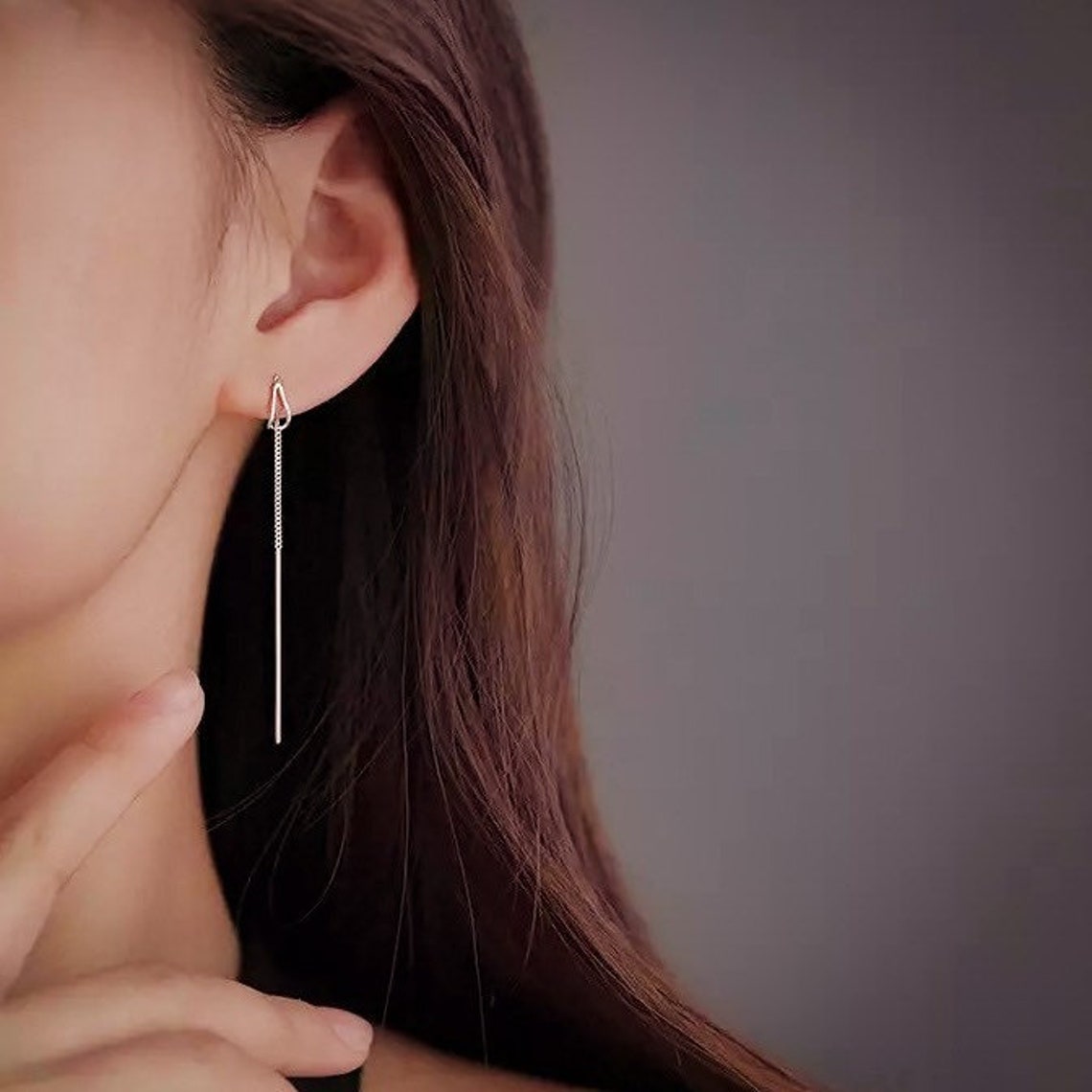 Minimalist Silver Threader Earrings Long Threader Earrings - Etsy