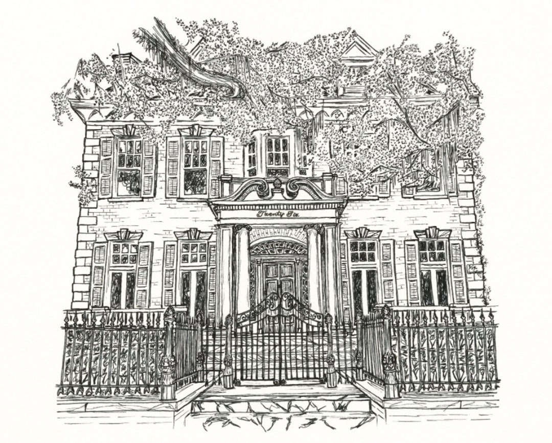Gaston St. Home Line Drawing Art Print - Etsy