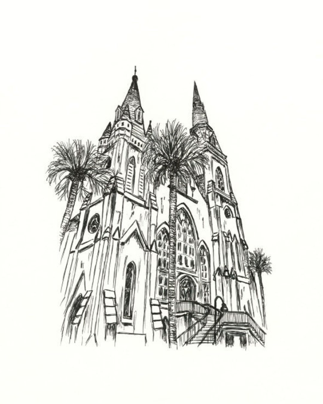 Wesley Monument Line Drawing Art Print - Etsy