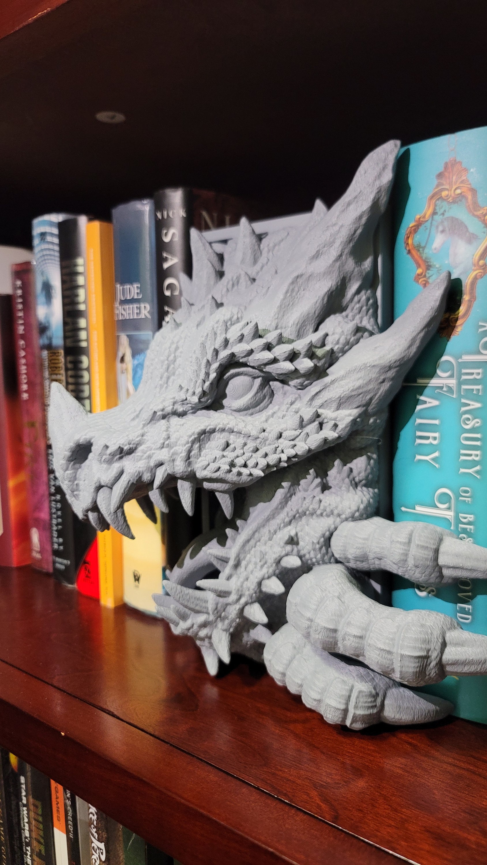 Large 8.5 Dragon Book Nook, 3d Printed Fantasy Book Shelf Décor and ...