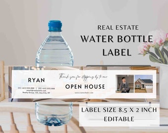 Open House Water Bottle Label, Open House Bottle Tag, Real Estate Water ...