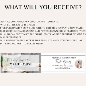 Open House Water Bottle Label, Open House Bottle Tag, Real Estate Water ...