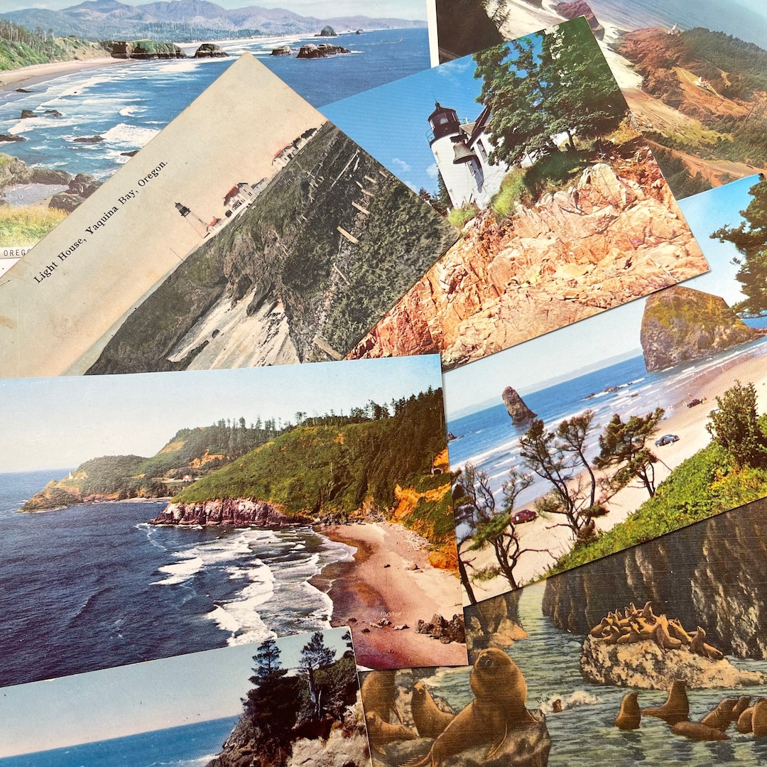 Set of Vintage Sea Postcards , Vintage Postcard Set, Unused and Used ...