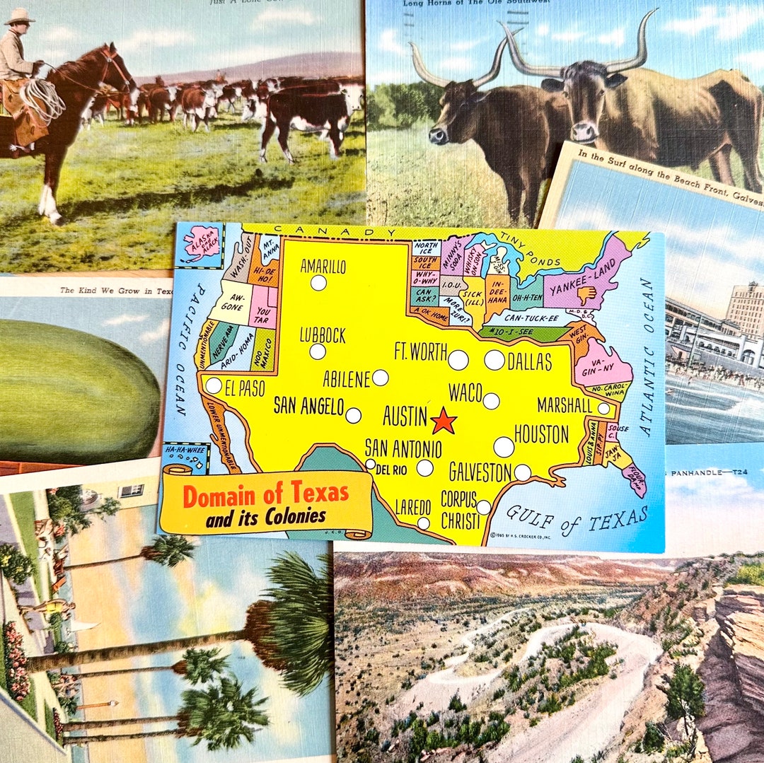 Set of Vintage Texas Postcards, Texas Postcard, Texas Post Card, Texas ...