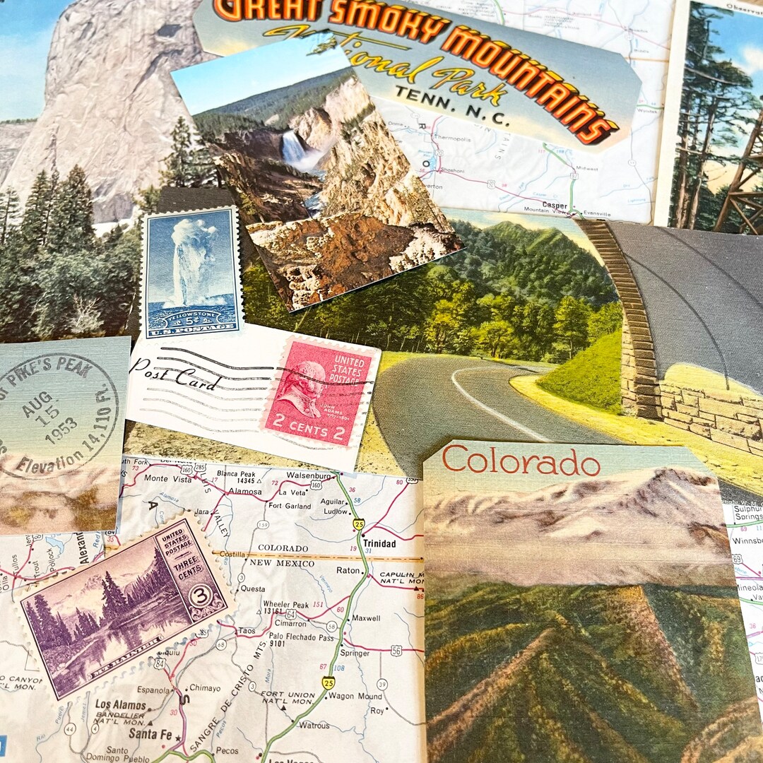 Vintage Travel Paper Pieces, Nature Scrapbook Pieces, Travel Ephemera ...