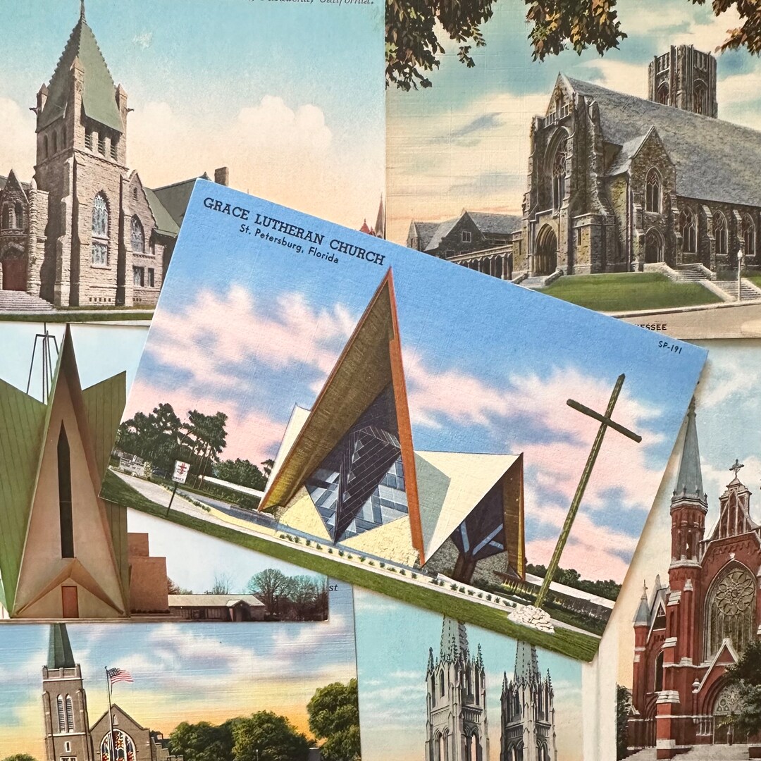 Set of Vintage Church Postcards, Vintage Religious Postcards, Wedding ...