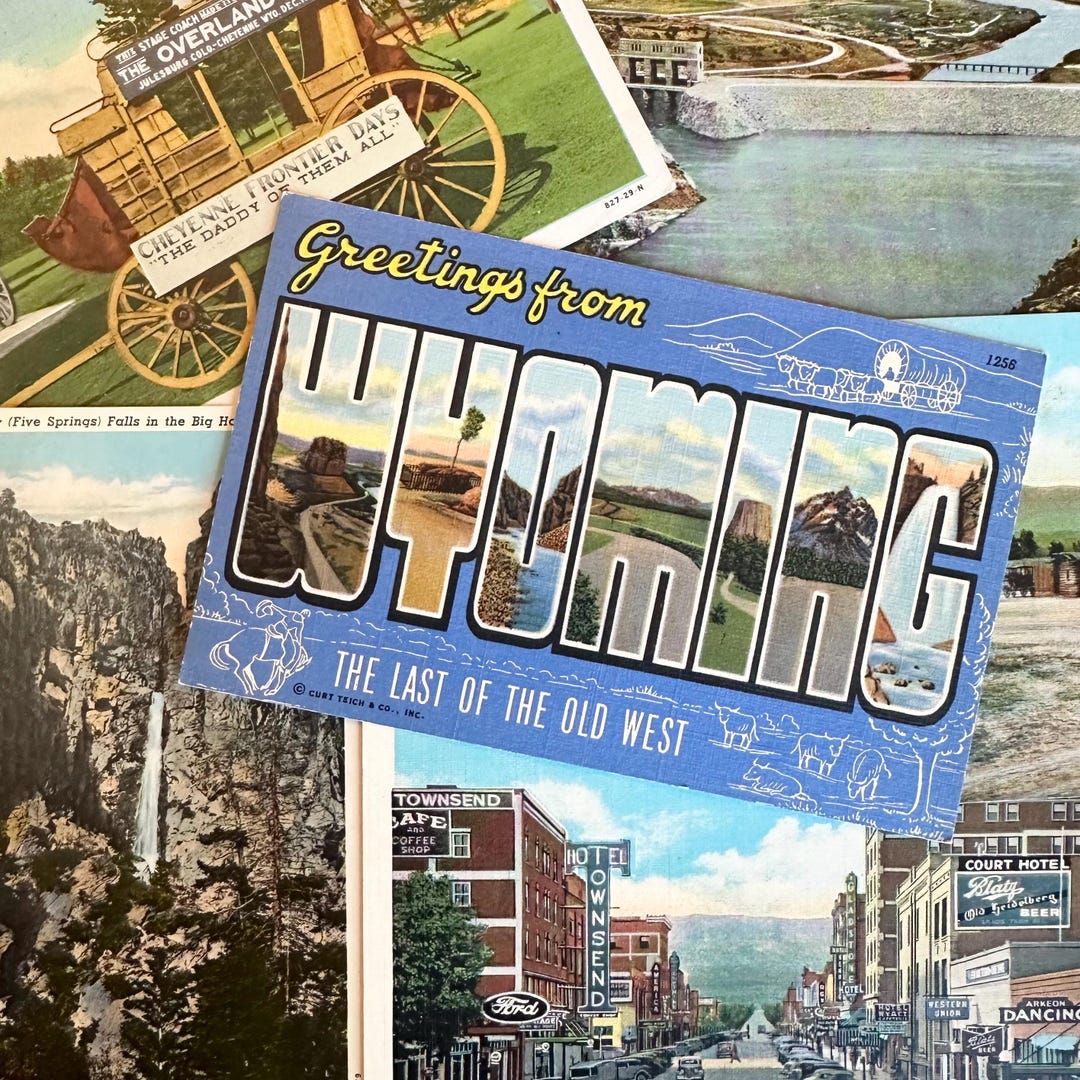 Set of Wyoming Vintage Postcards, Vintage Wyoming Postcards, Wyoming ...