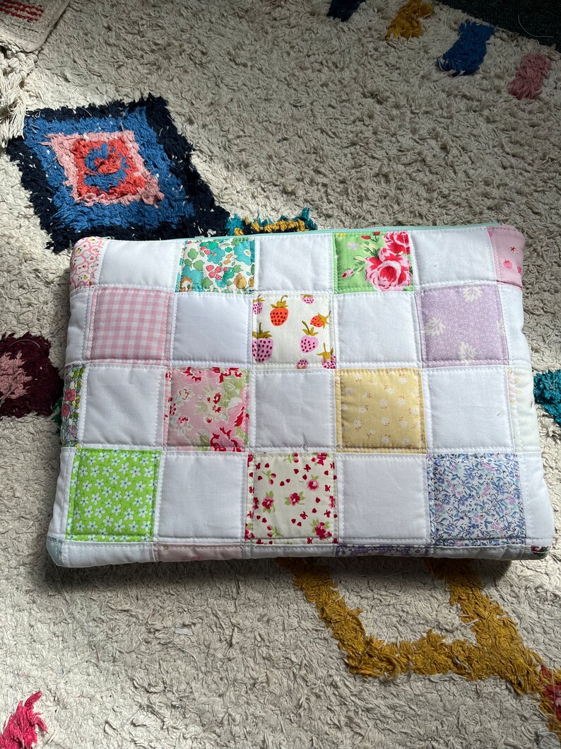 Square White and Pattern Patchwork Quilted Laptop Case Made to Order ...