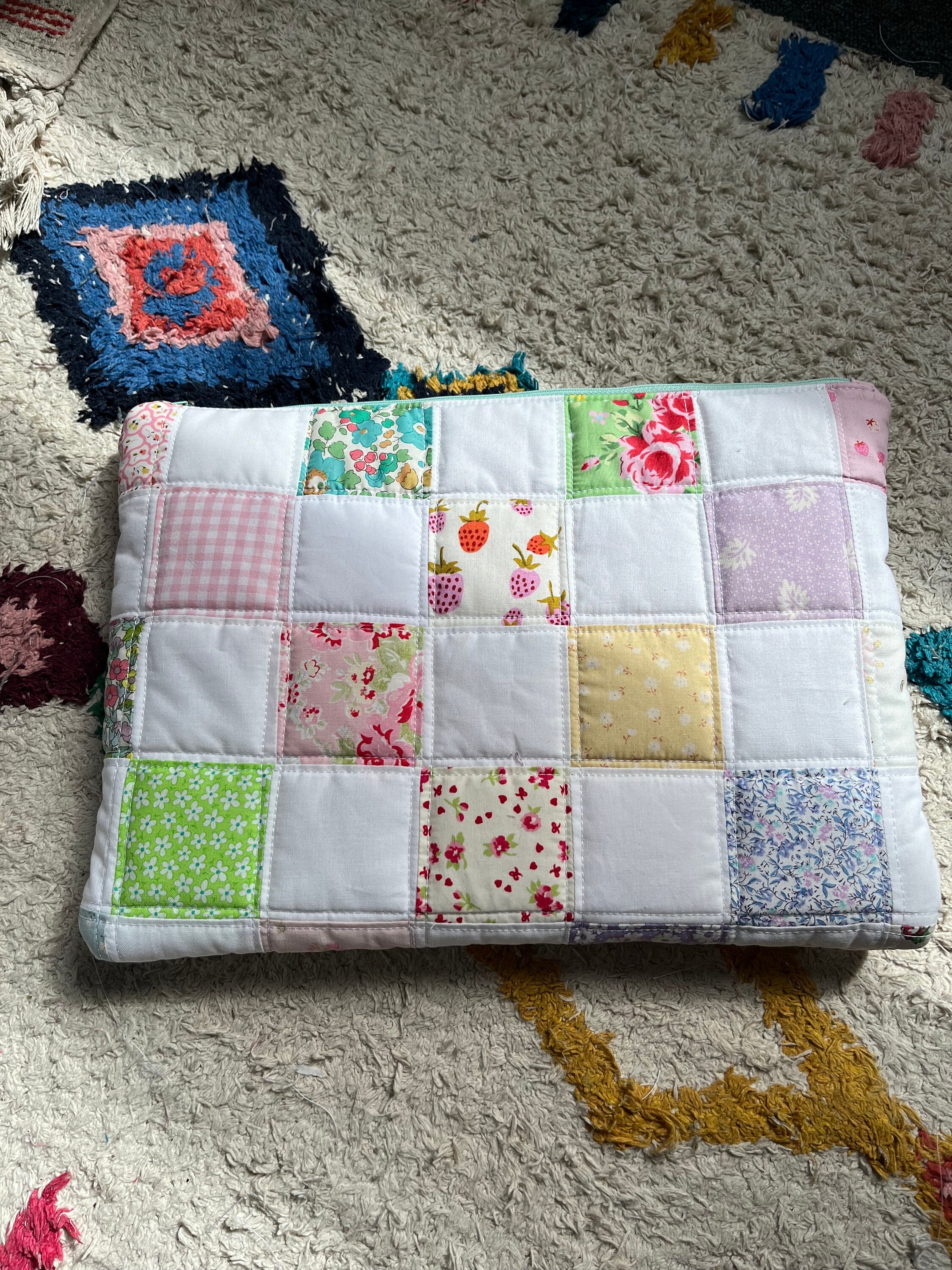 Square White and Pattern Patchwork Quilted Laptop Case Made to Order ...