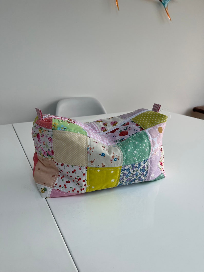 Handmade Large Patchwork Box Pouch / Make up Case - Etsy