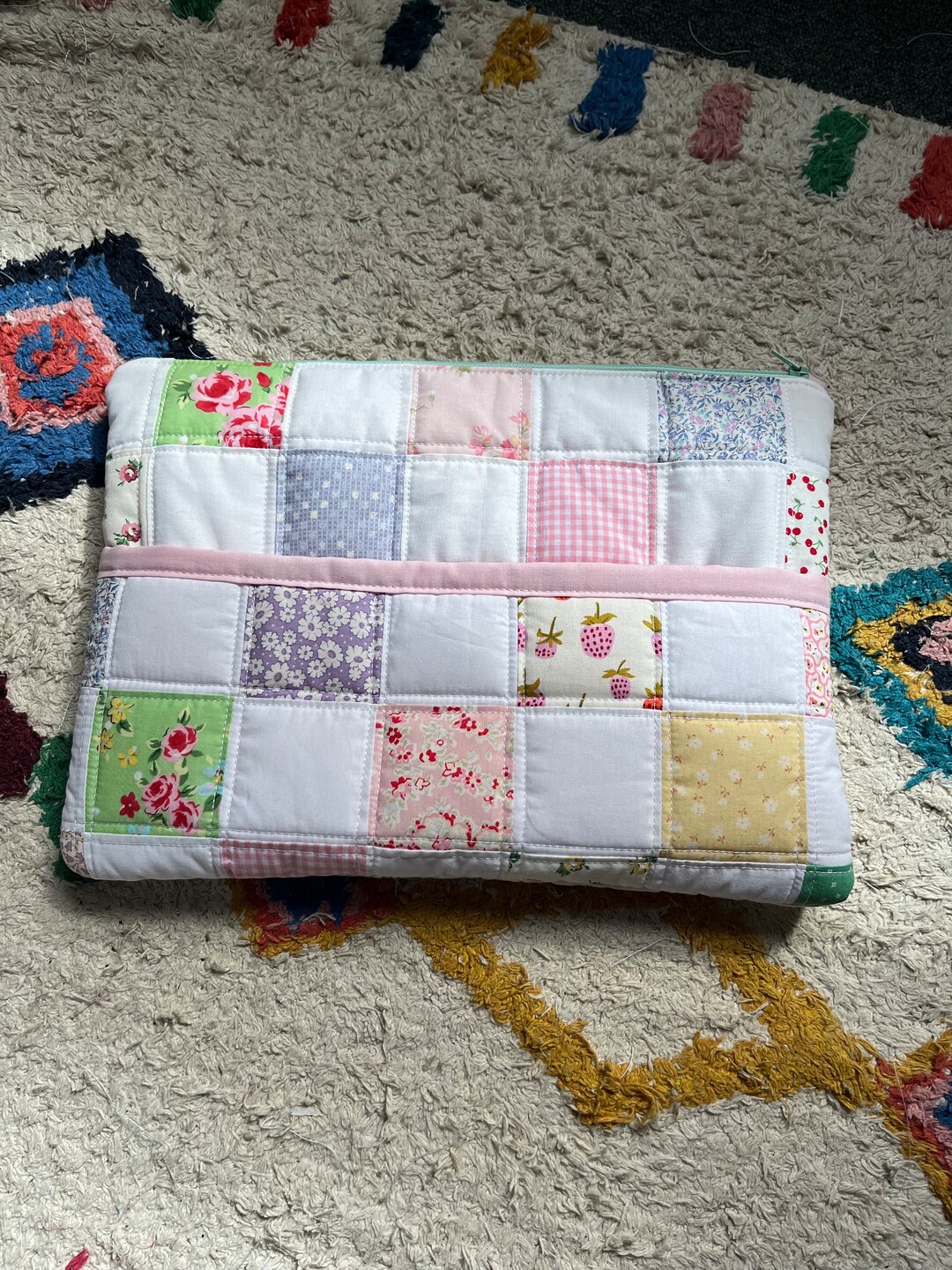 Square White and Pattern Patchwork Quilted Laptop Case Made to Order ...