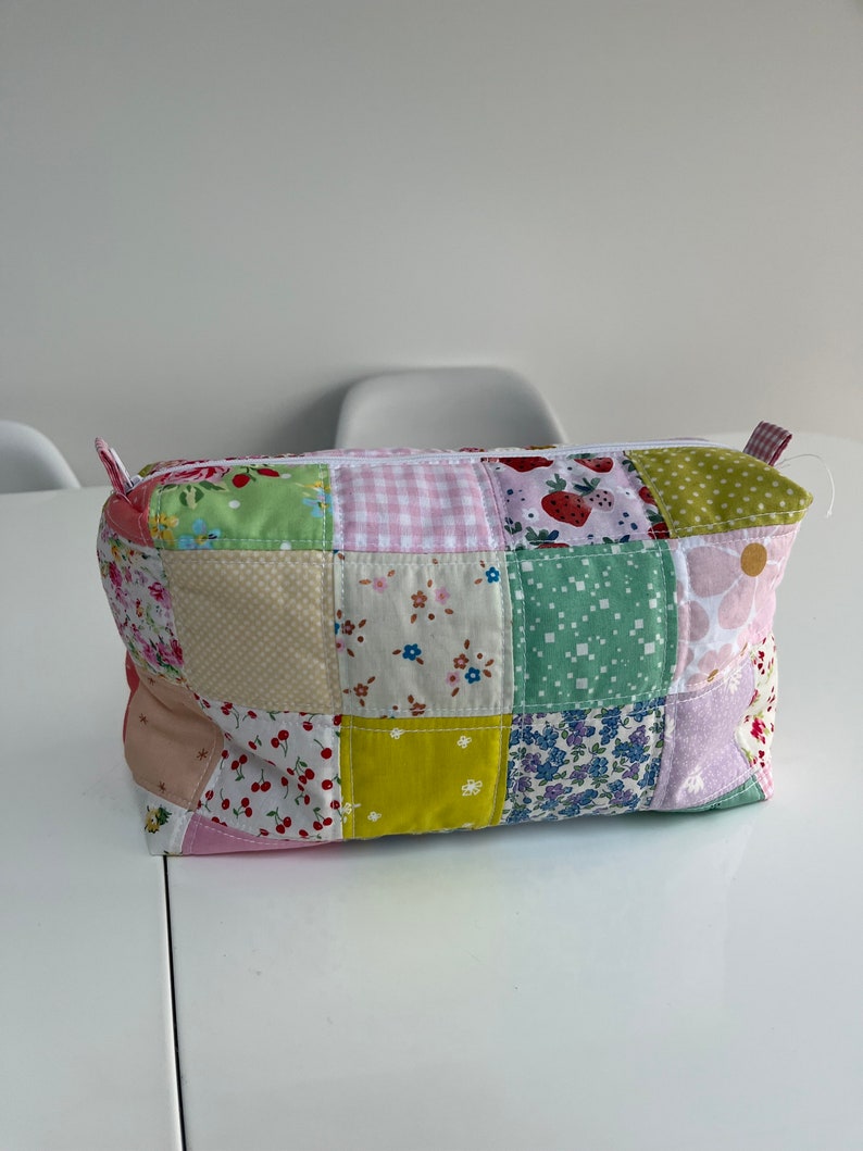 Handmade Large Patchwork Box Pouch / Make up Case - Etsy