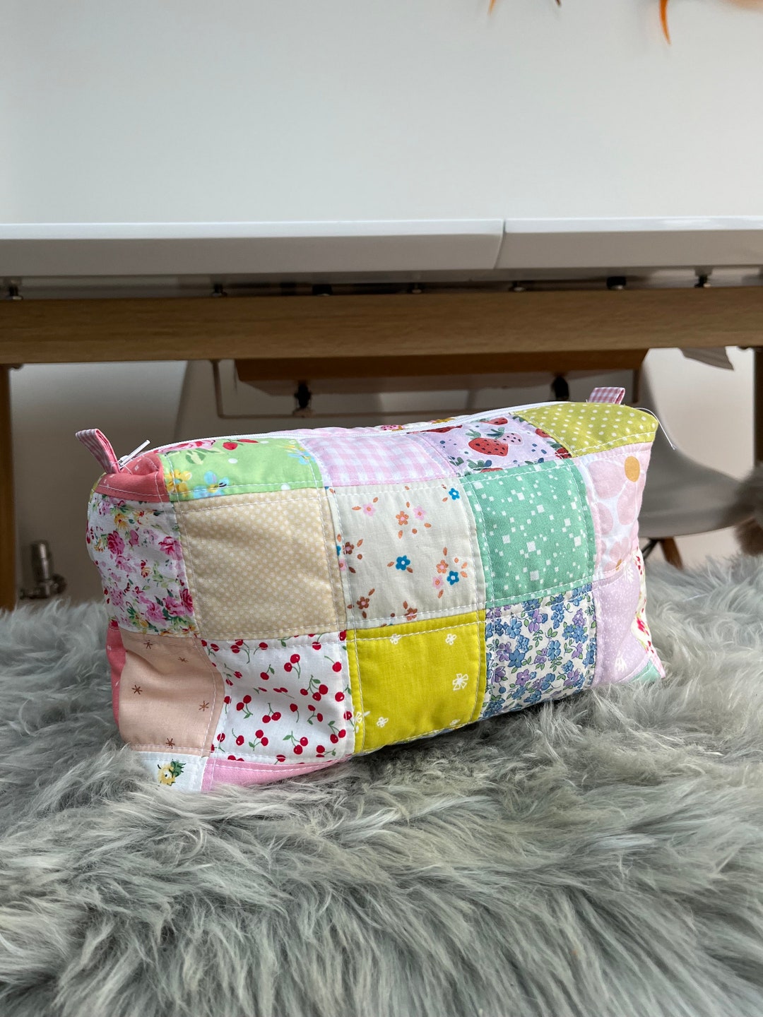 Handmade Large Patchwork Box Pouch / Make up Case - Etsy