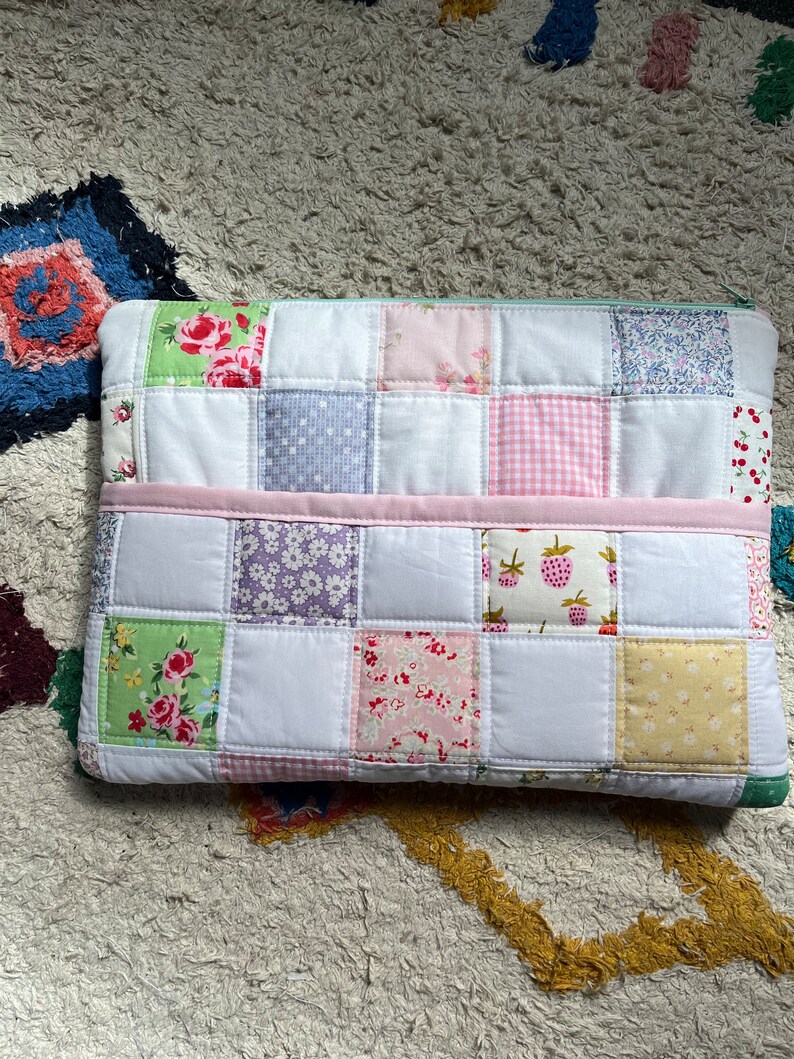 Square White and Pattern Patchwork Quilted Laptop Case Made to Order ...