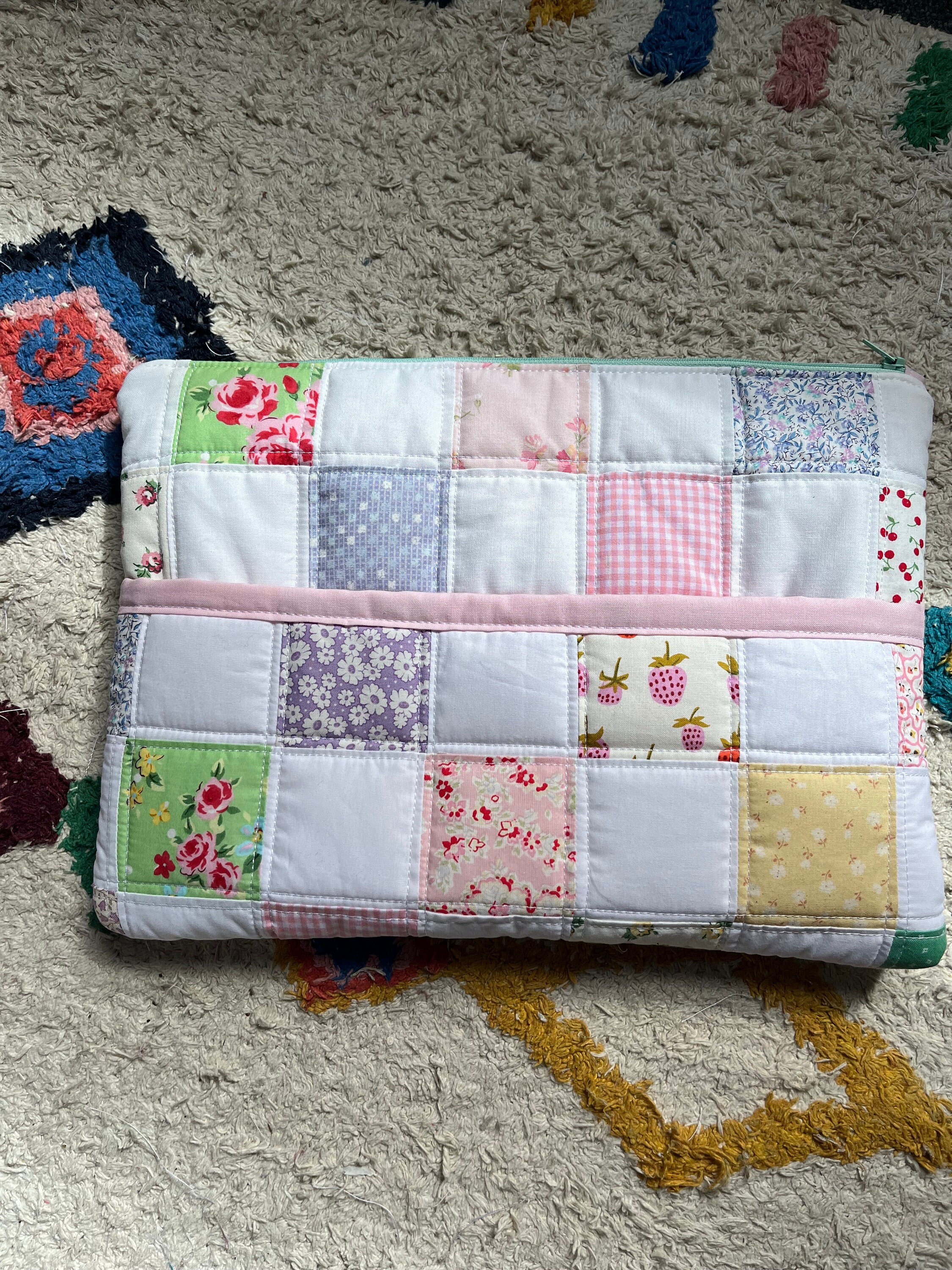 Square White and Pattern Patchwork Quilted Laptop Case Made to Order ...