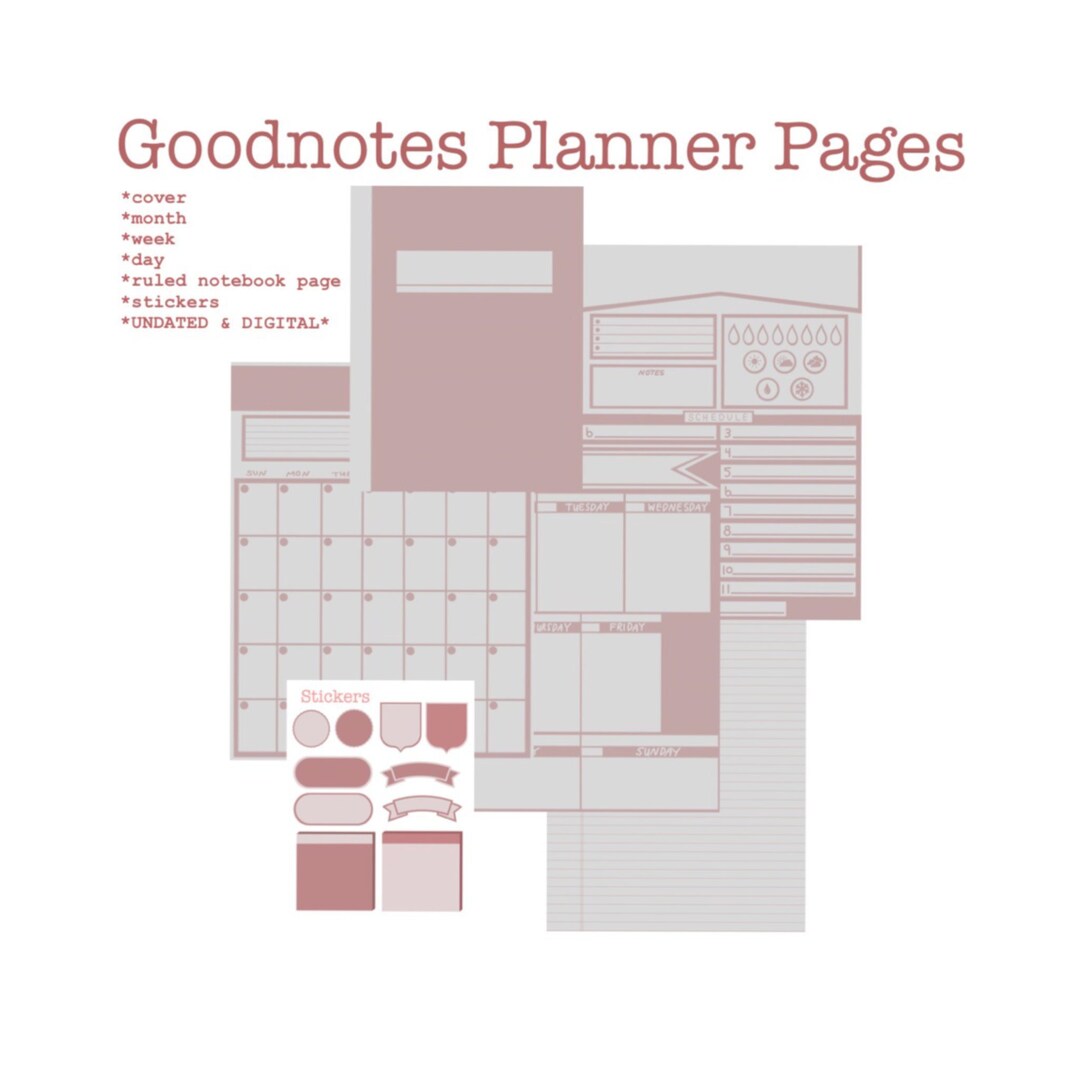 Goodnotes - Pink Digital Planner Pages - Etsy