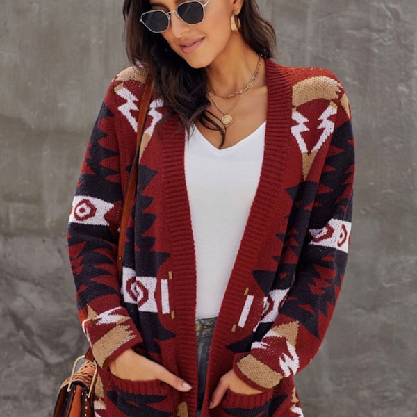 Blue Aztec Cardigan - Etsy
